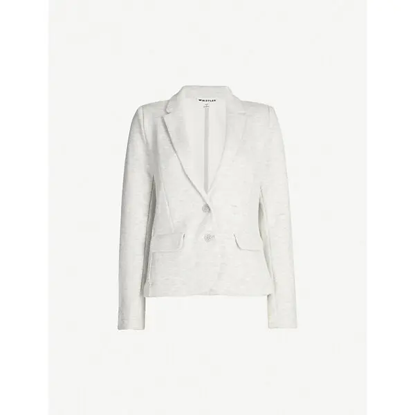 Whistles Notch-lapels Slim-fit Cotton-blend Jacket - Grey