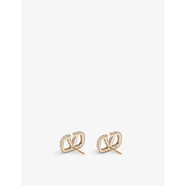 Valentino Garavani Vlogo Crystal-embellished Stud Earrings - Gold