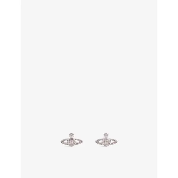 VIVIENNE WESTWOOD Mini Bas Relief Stud Earrings - Platinum/ Crystal