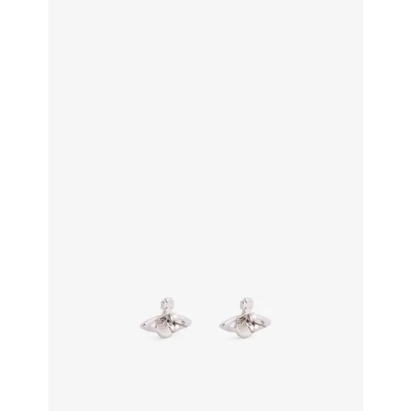 VIVIENNE WESTWOOD Mini Bas Relief Stud Earrings - Platinum/ Crystal