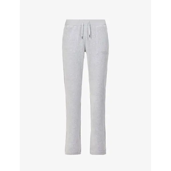 Juicy Couture Logo-embroidered Velour Trousers - Silver Marl