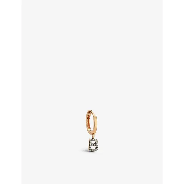LA MAISON COUTURE X Selda 'b' Initial Diamond Huggie Earring - Rose Gold
