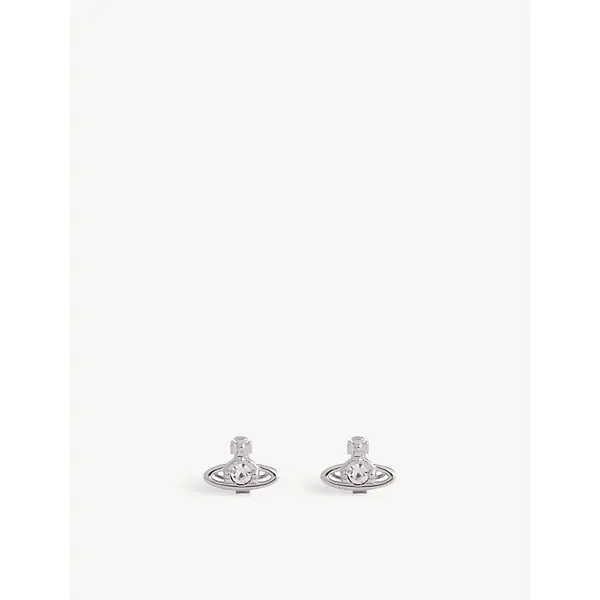 VIVIENNE WESTWOOD Nano Solitaire Platinum-plated Brass And Crystal Stud Earrings - Platinum/ Crystal