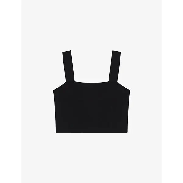 Maje Maclyna Cropped Stretch-jersey Top - Noir / Gris