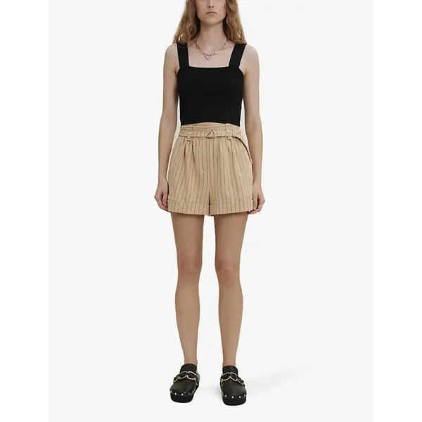 Maje Maclyna Cropped Stretch-jersey Top - Noir / Gris