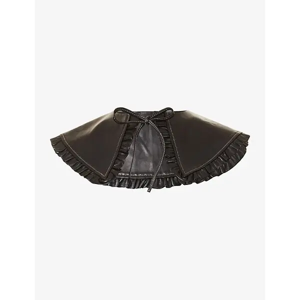 GANNI Frilled Self-tie Leather Collar