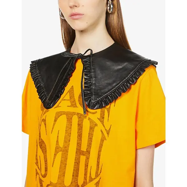 GANNI Frilled Self-tie Leather Collar