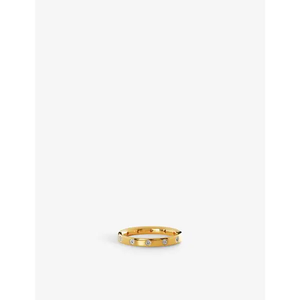 Monica Vinader Fiji 18ct Recycled -plated Sterling Silver Vermeil And 0.0324 Diamond Ring - Yellow Gold