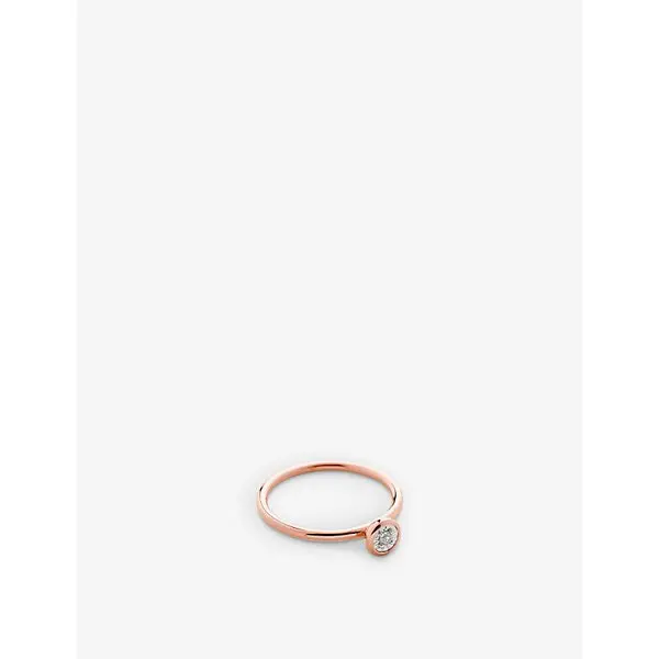 Monica Vinader Diamond Essential 18ct -plated Vermeil Silver And 0.05ct Diamond Ring - Rose Gold