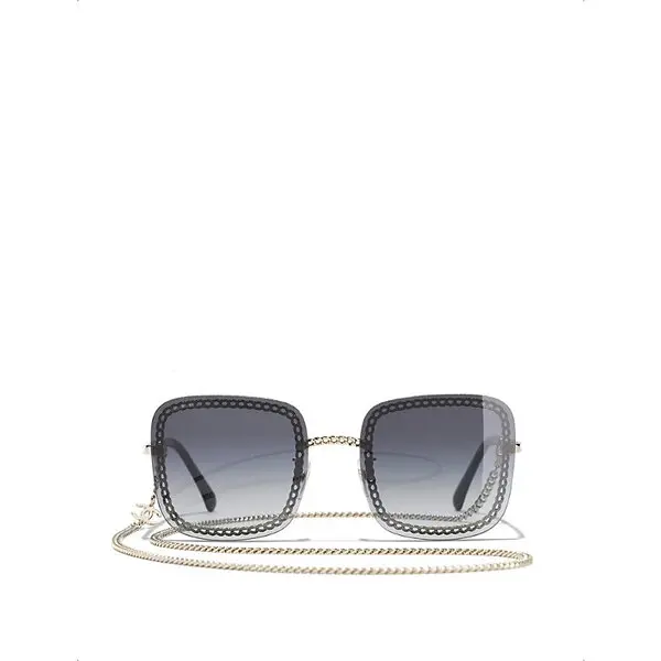 Chanel Square Frame Sunglasses - Pale Gold