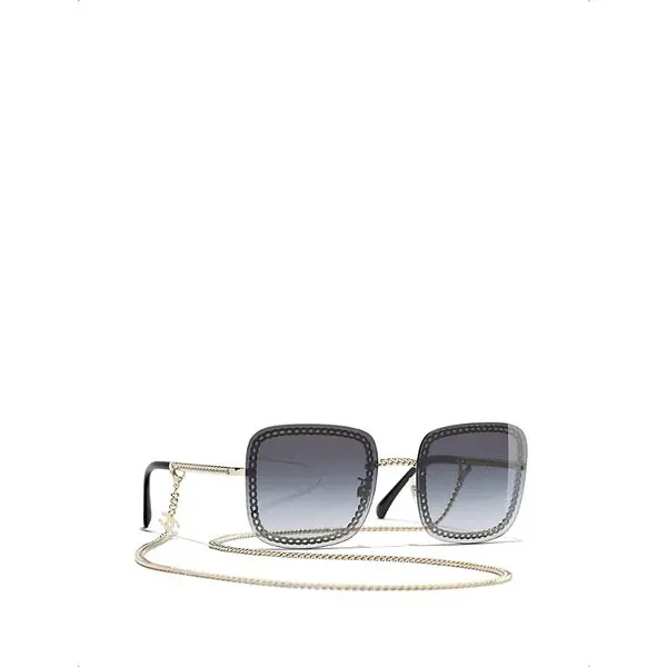 Chanel Square Frame Sunglasses - Pale Gold