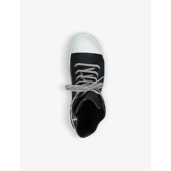 Rick Owens Grained Leather High-top Trainers - Blk/white