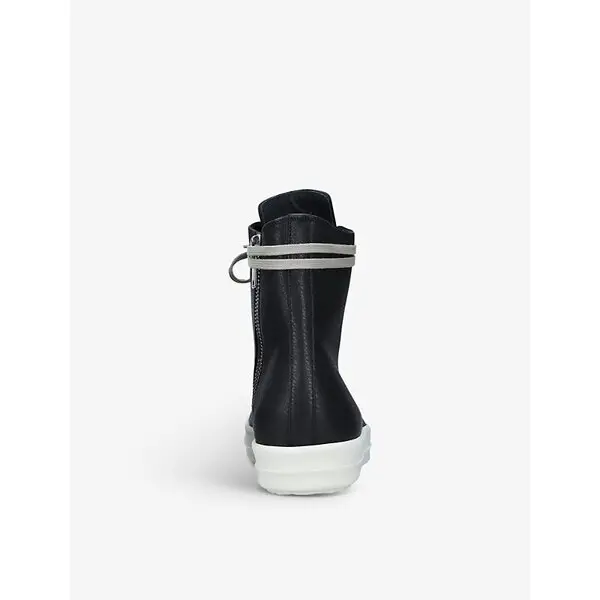 Rick Owens Grained Leather High-top Trainers - Blk/white