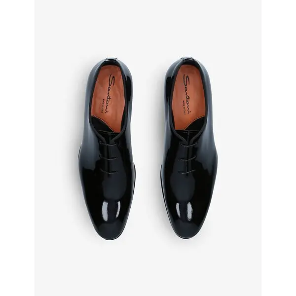 Santoni Carter Patent-leather Oxford Shoes - Black