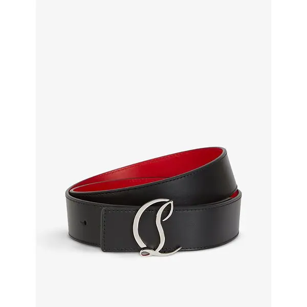 CHRISTIAN LOUBOUTIN Cl Logo Leather Belt - Black/loubi/silver