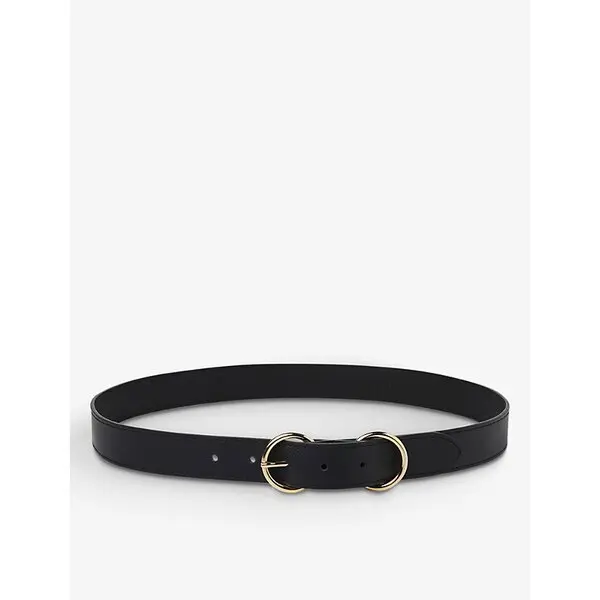 Whistles Double Ring Leather Belt - Black