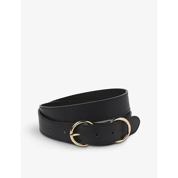 Whistles Double Ring Leather Belt - Black