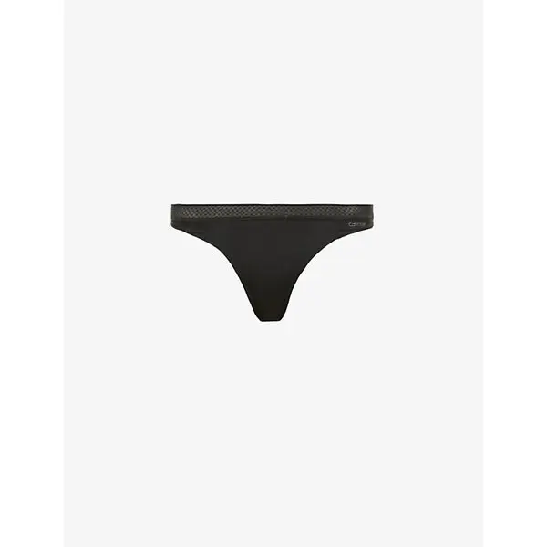 Calvin Klein Seductive Comfort Mid-rise Stretch-nylon Thong - Black