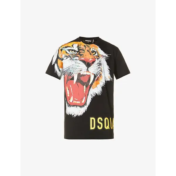 Dsquared2 Tiger Logo-printed Cotton-jersey T-shirt