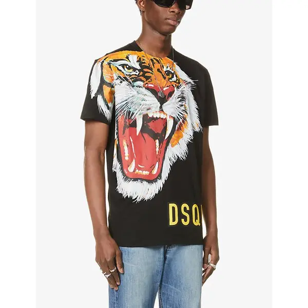 Dsquared2 Tiger Logo-printed Cotton-jersey T-shirt