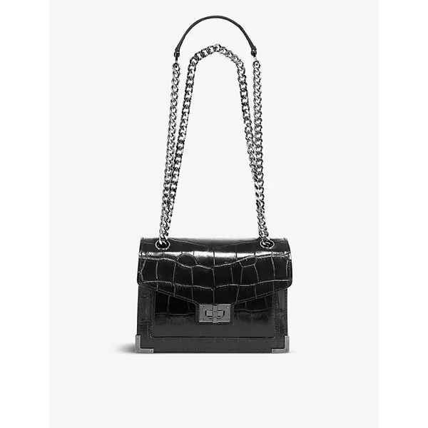 The Kooples Emily Croc-embossed Leather Cross-body Bag