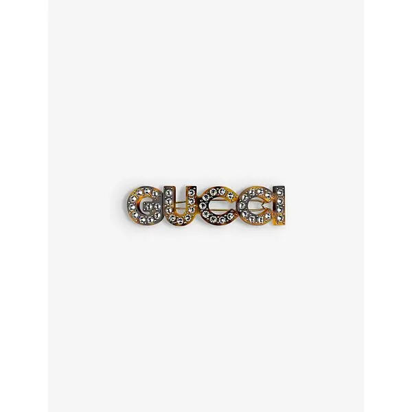 Gucci Crystal-Embellished Metal Hair Clip In Gold/White - 49  display picture 3