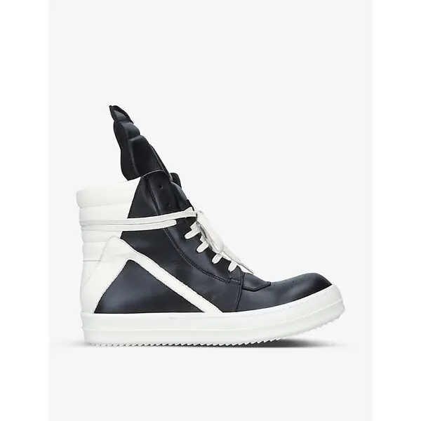 Rick Owens Geobasket Leather High-top Trainers - Blk/white