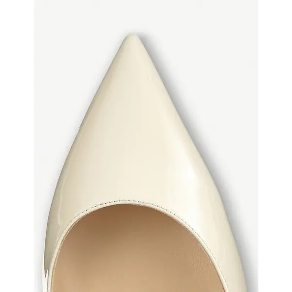 JIMMY CHOO Bing 65 Crystal-embellished Patent-leather Heeled Mules - Linen