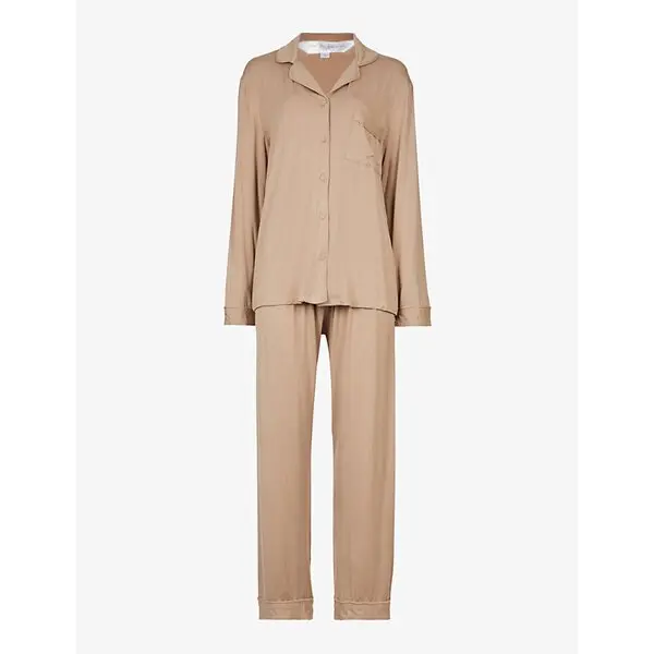 THE NAP CO Piped Stretch-jersey Pyjama Set - Cappucino