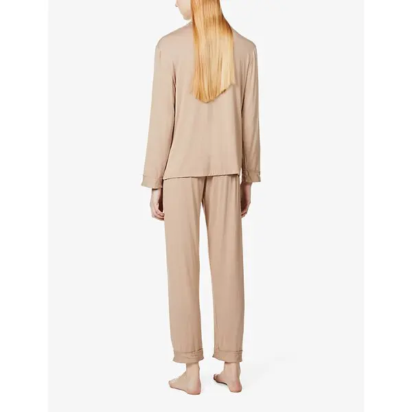 THE NAP CO Piped Stretch-jersey Pyjama Set - Cappucino