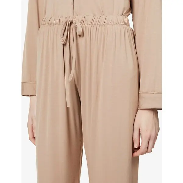 THE NAP CO Piped Stretch-jersey Pyjama Set - Cappucino