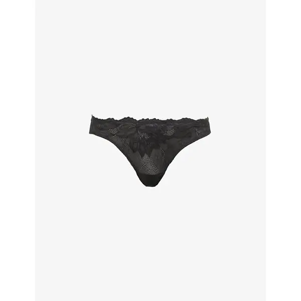 Calvin Klein Comfort Lotus Stretch-lace Thong - Black