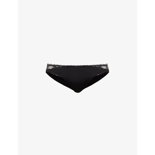 Calvin Klein Comfort Lotus Stretch-lace Bikini Bottoms - Black