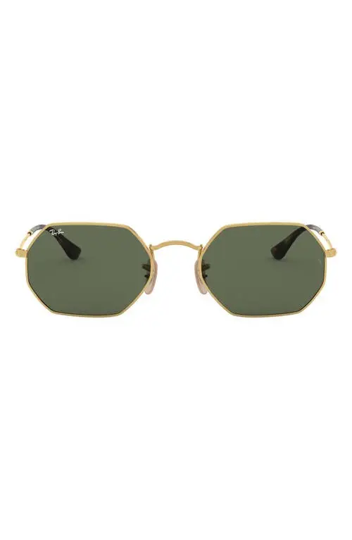 Ray-ban Icons 53mm Octagon Sunglasses - Gold/ Green