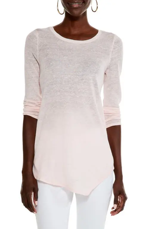 NIC+ZOE Asymmetric Hem Linen Blend Sweater