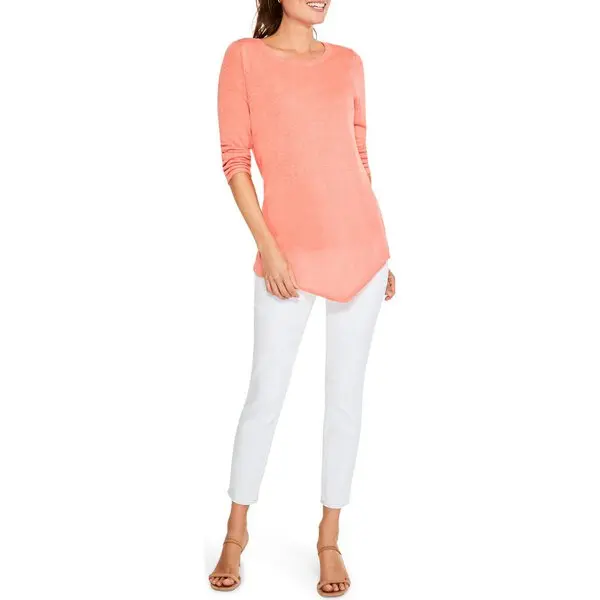 NIC+ZOE Asymmetric Hem Linen Blend Sweater - Valencia