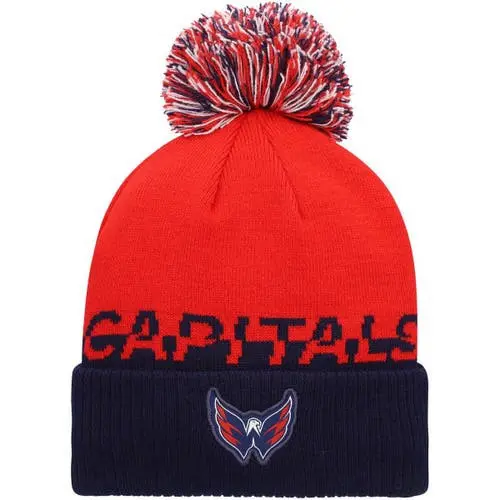 Adidas Navy Washington Capitals Cold.rdy Cuffed Knit Hat With Pom