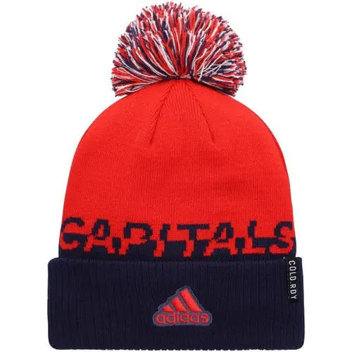 Adidas Navy Washington Capitals Cold.rdy Cuffed Knit Hat With Pom