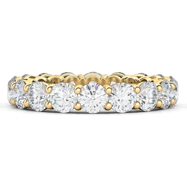 HAUTECARAT Round Cut Lab Created Diamond Eternity Band Ring - Yellow Gold