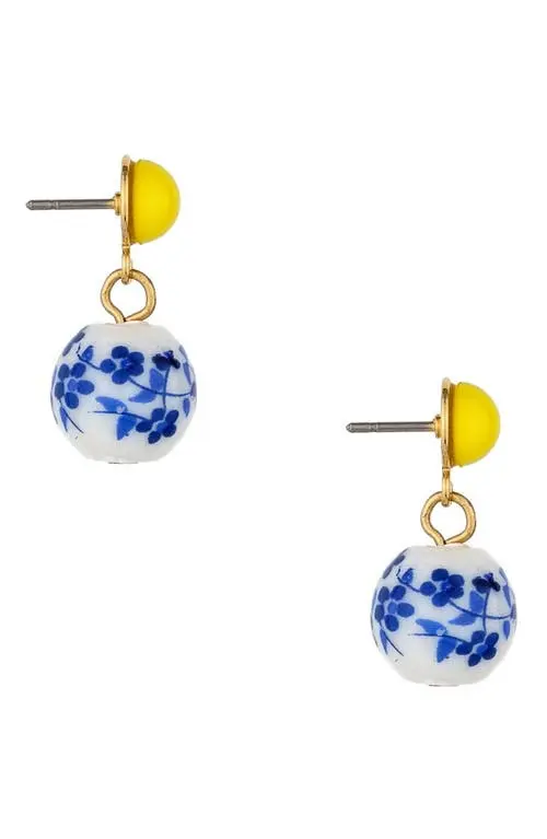 Ettika Chinoiserie Pearl Drop Earrings - Blue/yellow Multi