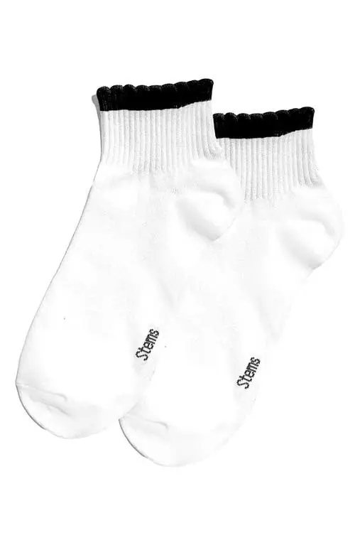 STEMS Ruffle Sport 2-pack Ankle Socks - White/ Black