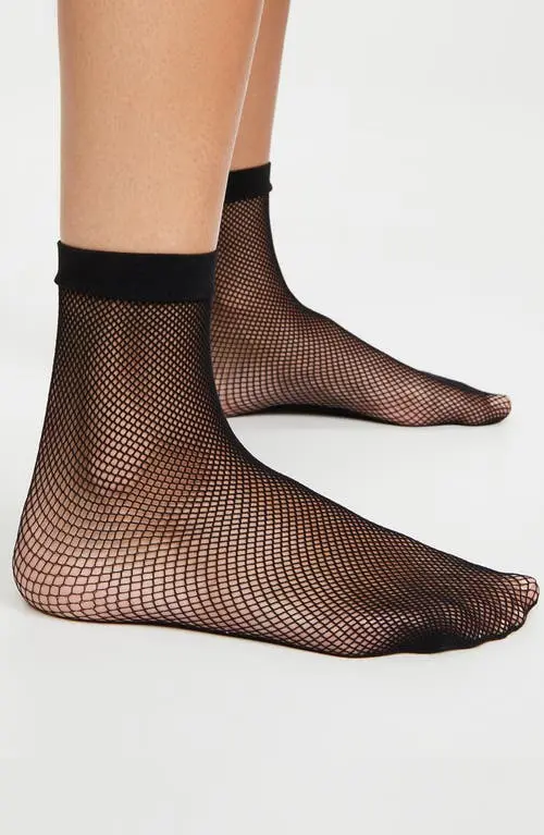 STEMS 2-pack Micro Fishnet Ankle Socks - Black
