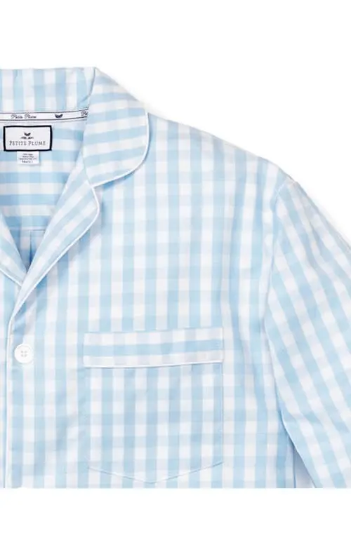 PETITE PLUME Gingham Cotton Pajama Set - Blue