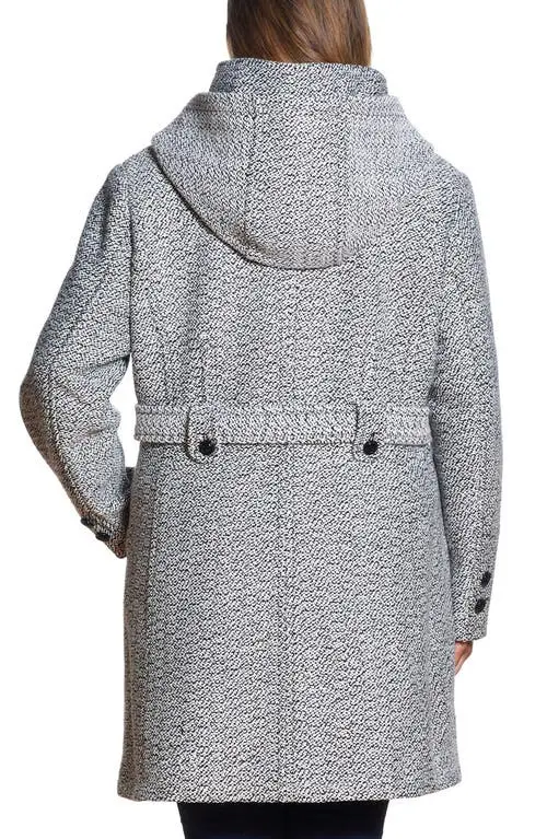 Gallery Belted Hooded Coat - Black/white