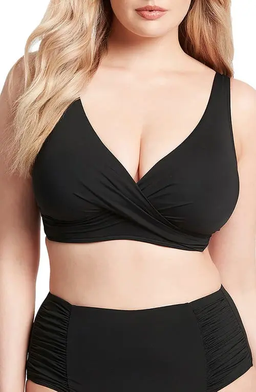 SEA LEVEL Cross Front Bra Swim Top - Black