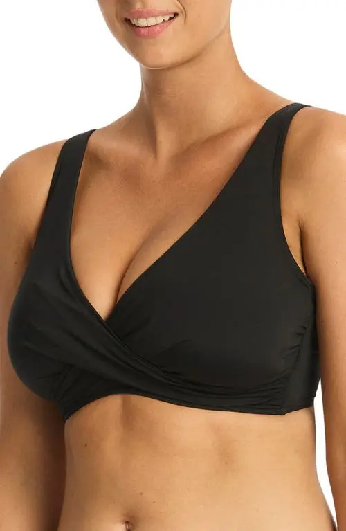 SEA LEVEL Cross Front Bra Swim Top - Black
