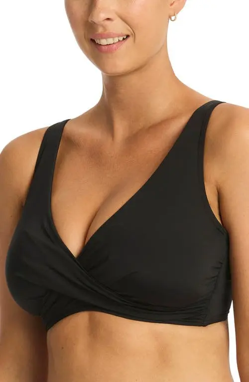 SEA LEVEL Cross Front Bra Swim Top - Black