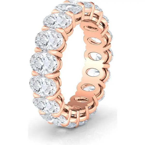 HAUTECARAT Oval Cut Lab Created Diamond Eternity Ring - Rose Gold