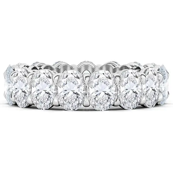 HAUTECARAT Oval Cut Lab Created Diamond Eternity Ring - White Gold