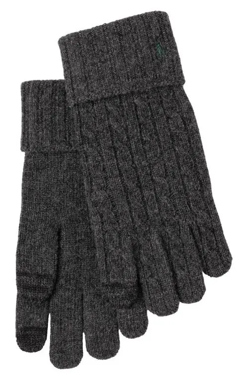 Ralph Lauren Cable Merino Wool Blend Gloves - Barclay Grey Heather